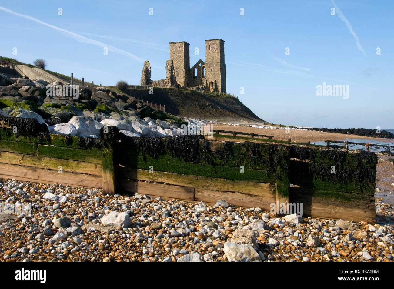 Reculver Towers North kent coast line derelict fort Stock Photo - Alamy