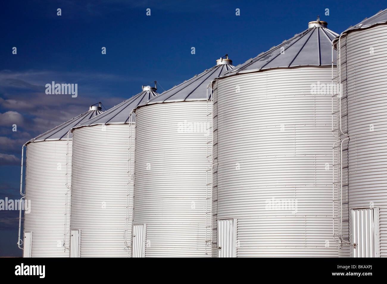 Row Of Metal Silos Stock Photo - Alamy