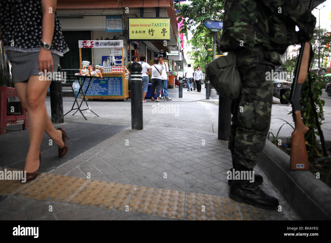 The Redshirts have built a bamboo spiked barricade outside Lumpini Park ...