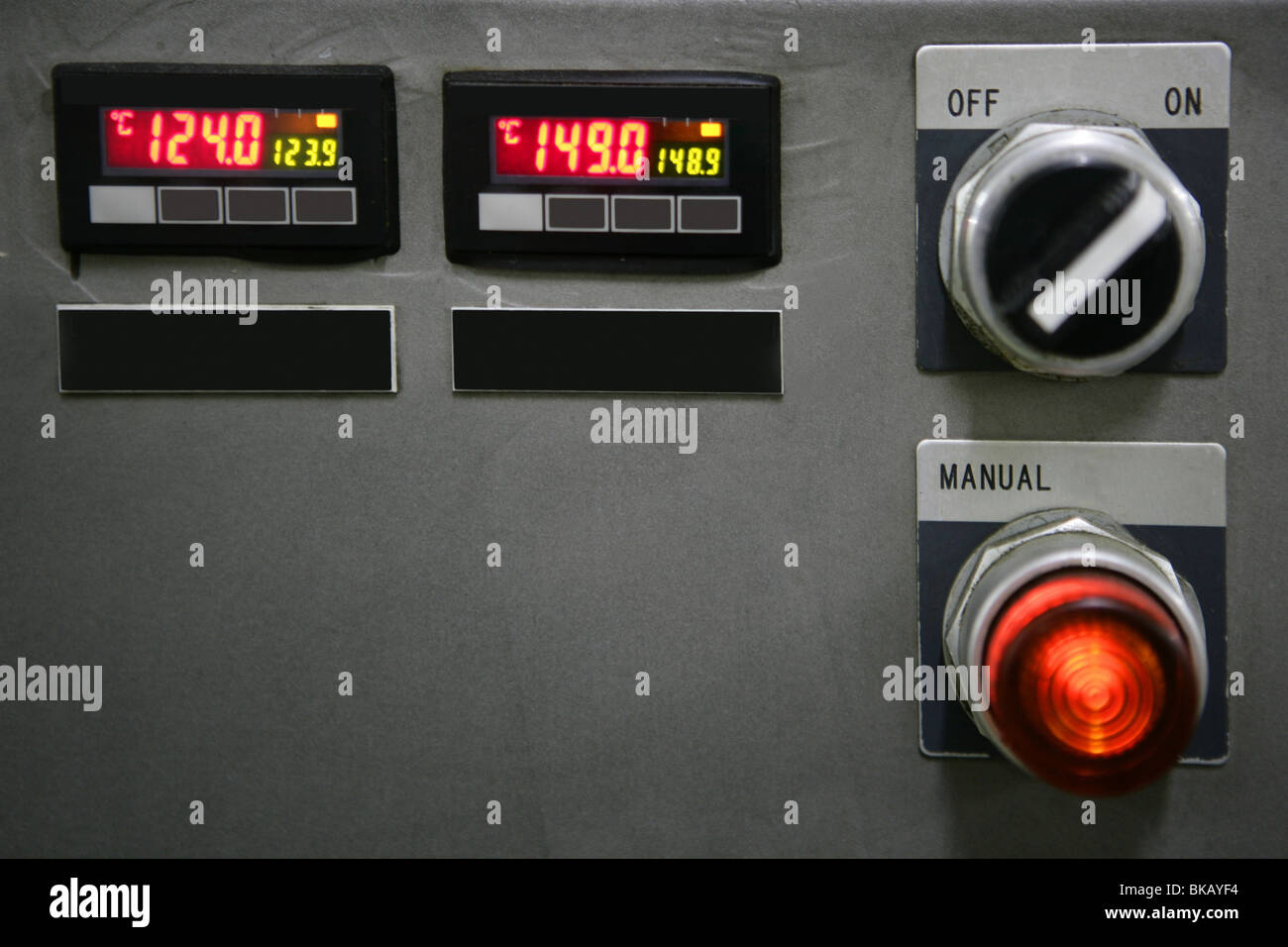 Industrial control panel button, industry equipment installation Stock ...