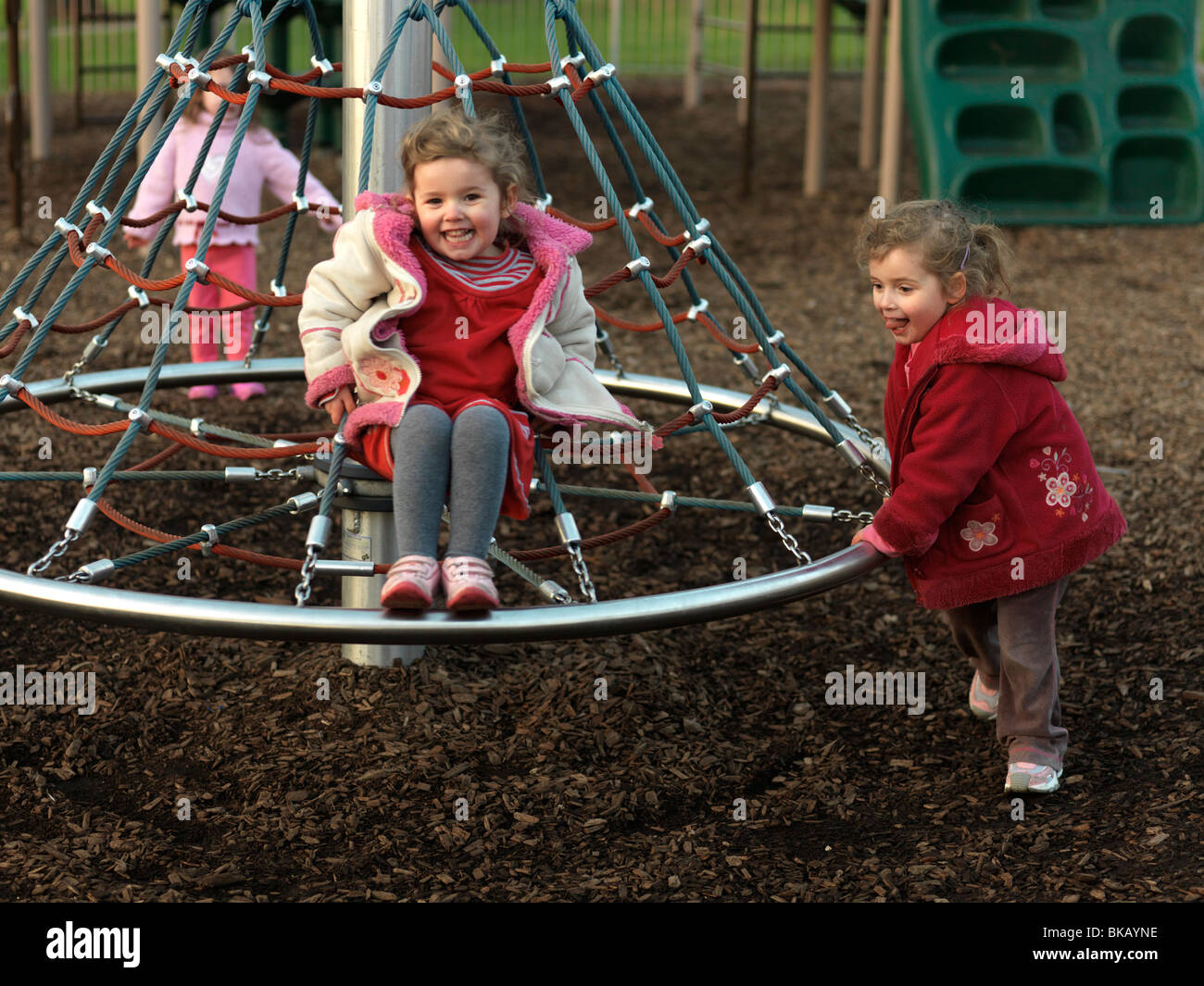 Young Girls Playing On Climbing Frame In A Playground Salisbury ...