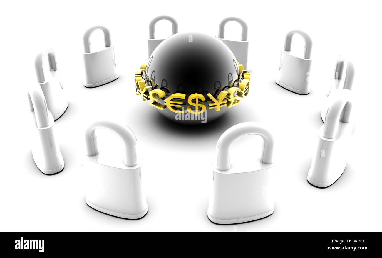 Secure Financial Data as a Encryption Protection Stock Photo - Alamy