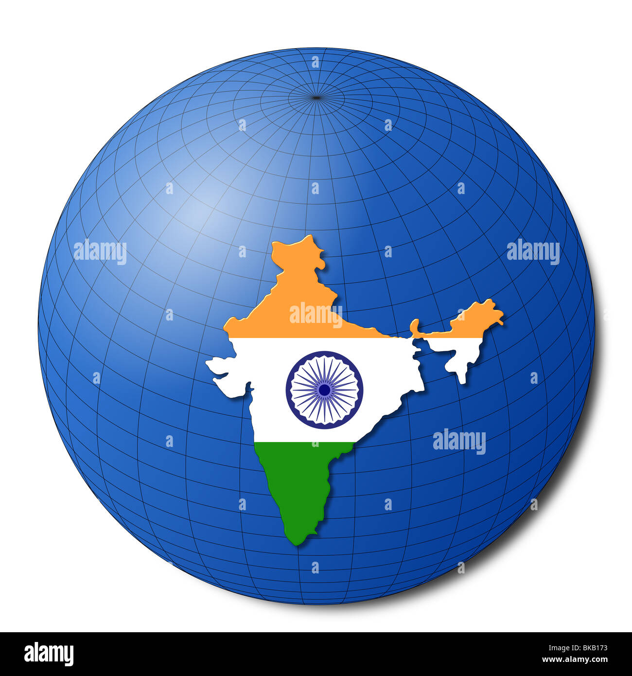 India map flag on abstract globe illustration Stock Photo - Alamy