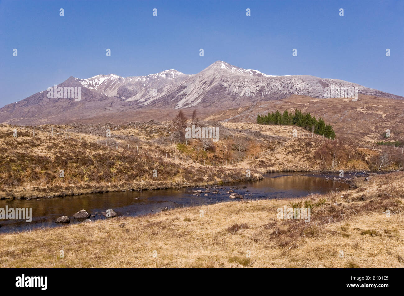 Beinn Eighe towering above Glen Torridon Wester Ross Scotland with ...