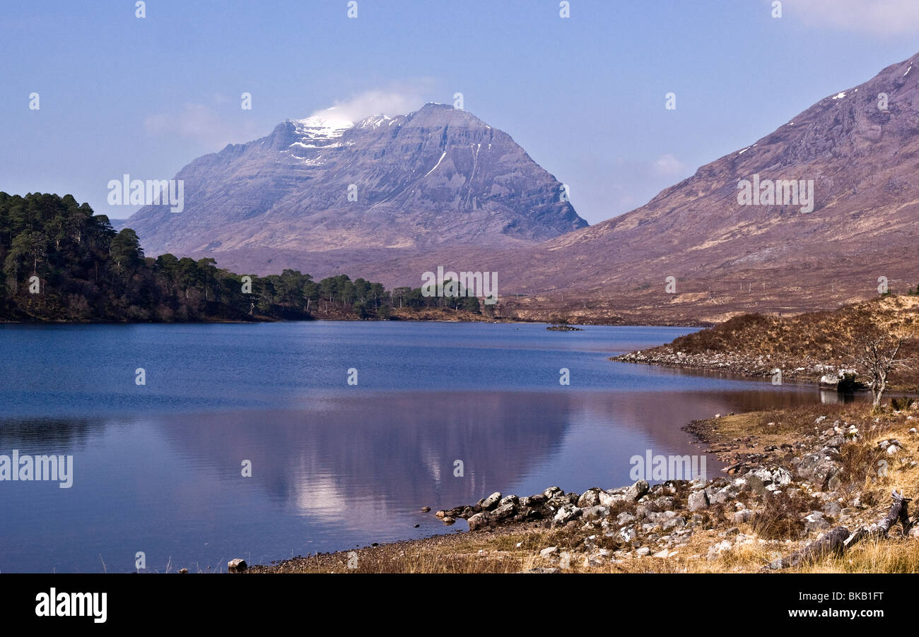 Famous Torridon mountain Liathach from Loch Clair in Glen Torridon ...