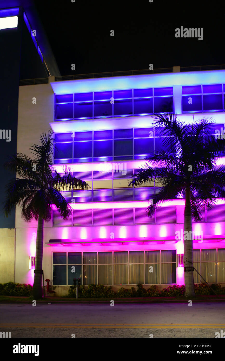 Blurred night colorful motion lights in Miami Beach downton Stock Photo ...
