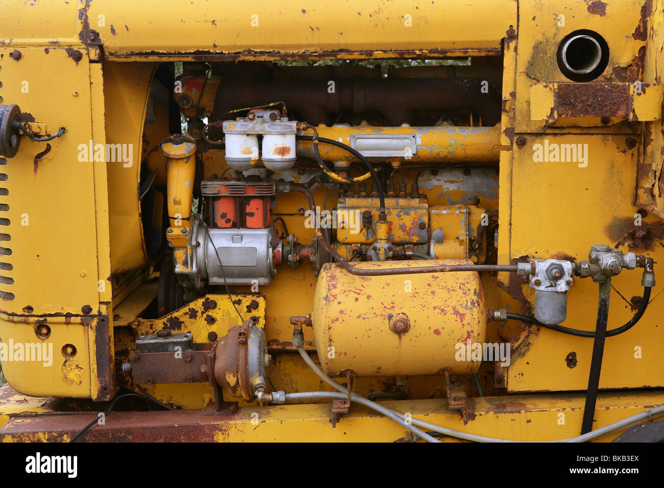 Diesel yellow tractor truck engine industrial detail Stock Photo - Alamy