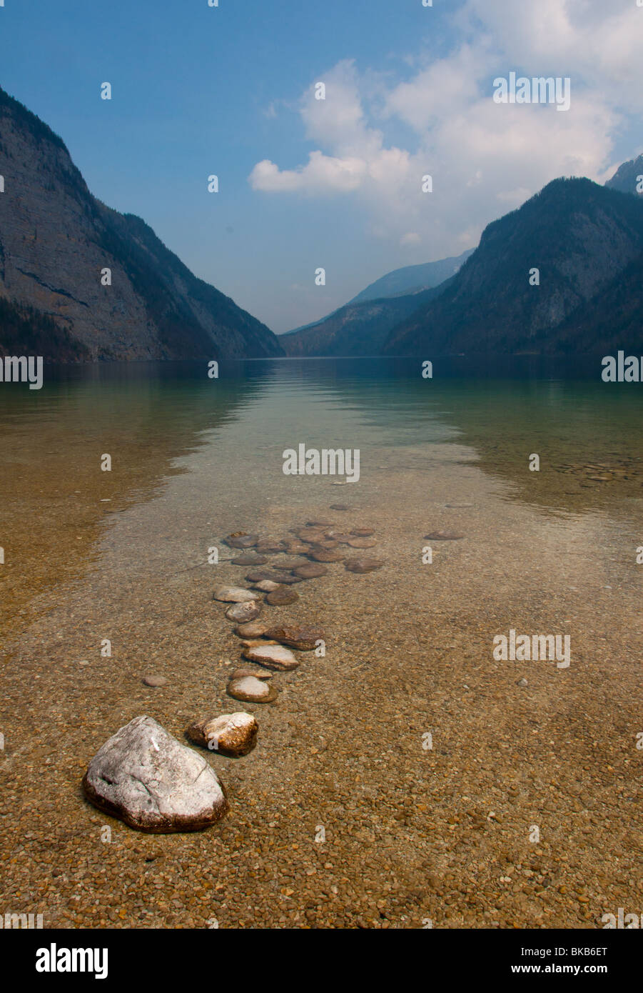 The clear waters of King's Lake (Königssee) in Bavaria, Germany Stock ...