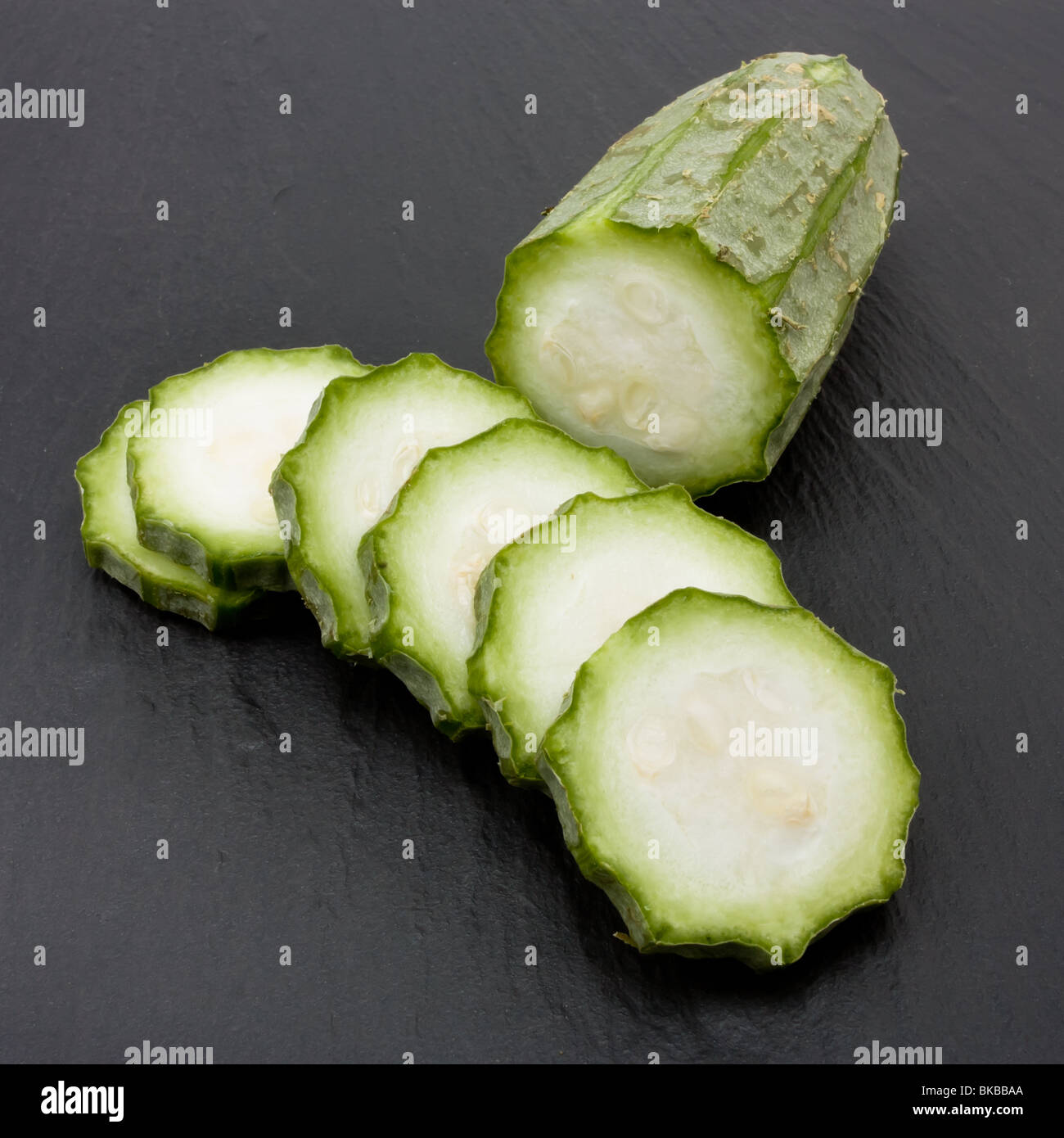 Raw Luffa Squash or Touria used in asian cooking or dried out to scrub ...