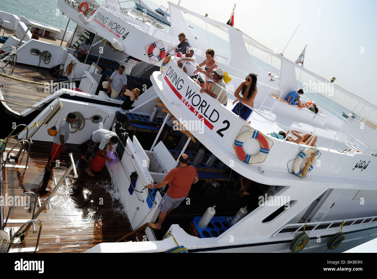 Dive boats at dock in harbour of Hurghada, Egypt Stock Photo - Alamy