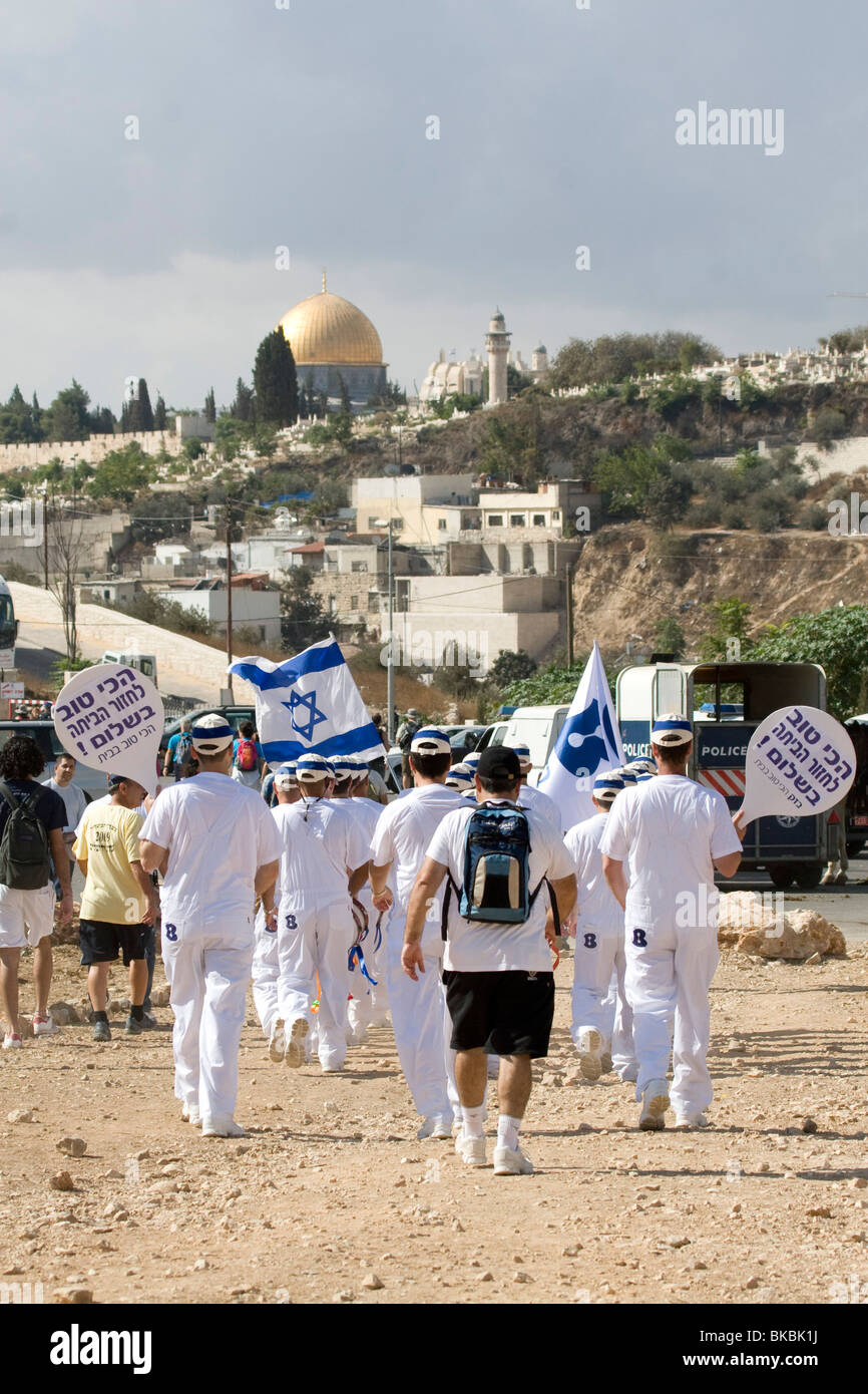 Israel, Jerusalem, People marching in the Jerusalem annual parade Dome ...