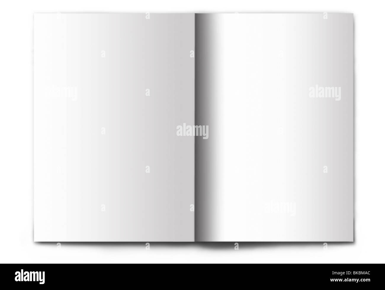 Blank / empty magazine spread isolated on white background. It's easy ...