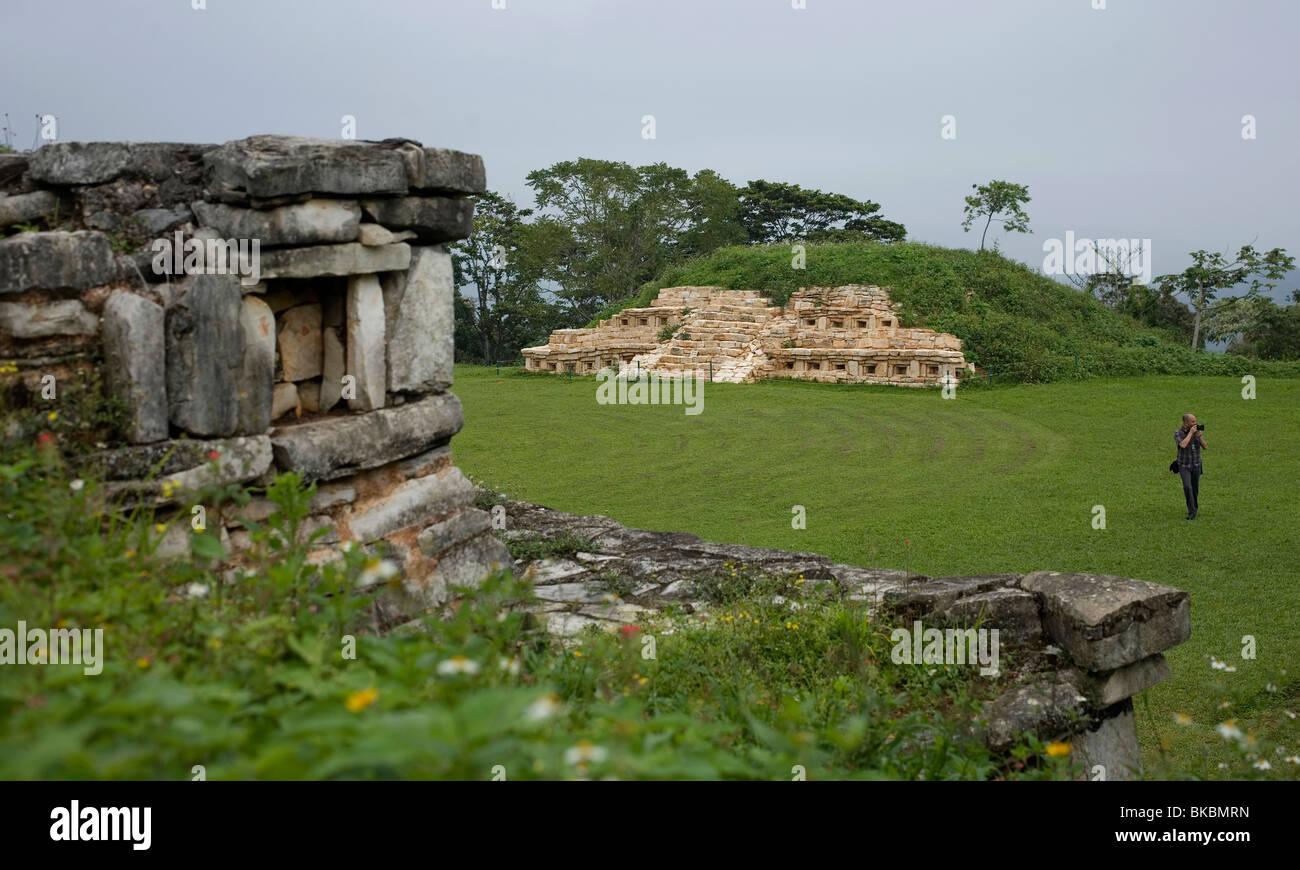 A photographer takes pictures in the central patio of the Totonacan ...