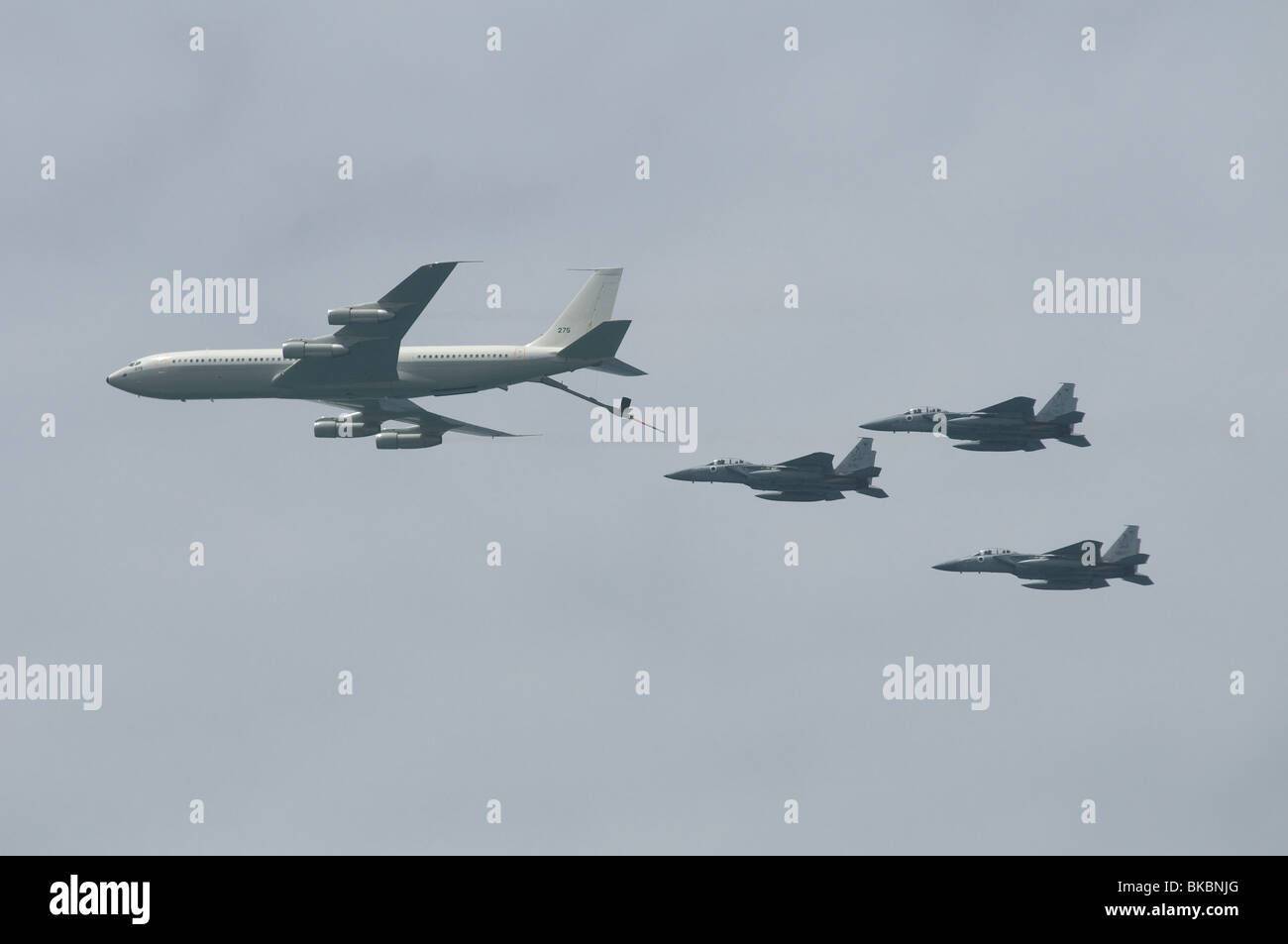 Israeli Air Force Fighters Jet F15C Being Refueled By A Boeing 707 at ...