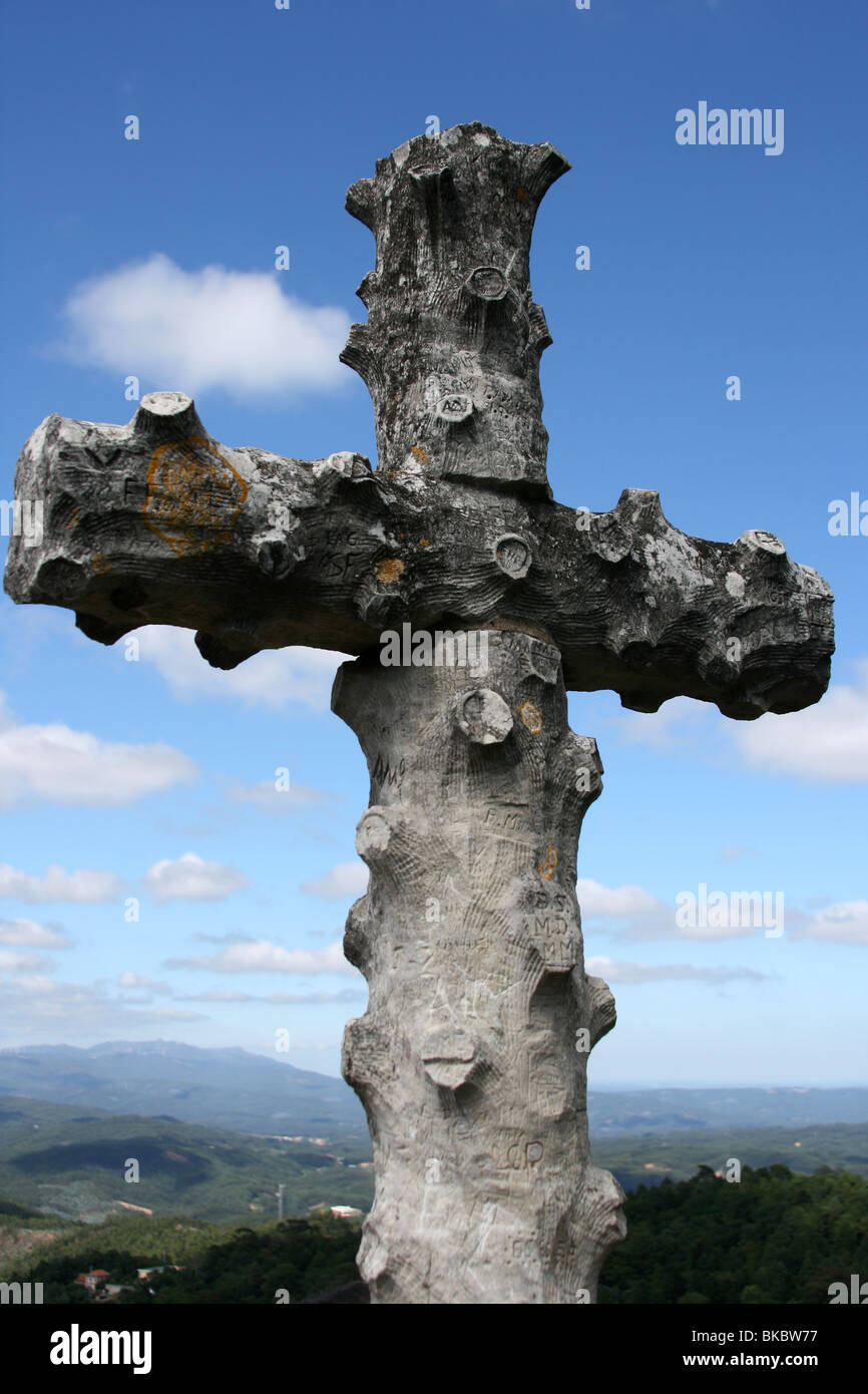 Cross in Bussaco forest Stock Photo - Alamy