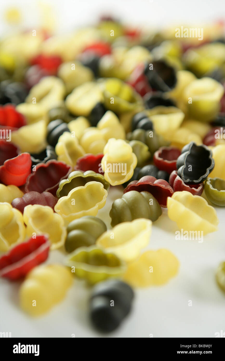 Italian pasta texture, multicolor, clam shell shape Stock Photo - Alamy