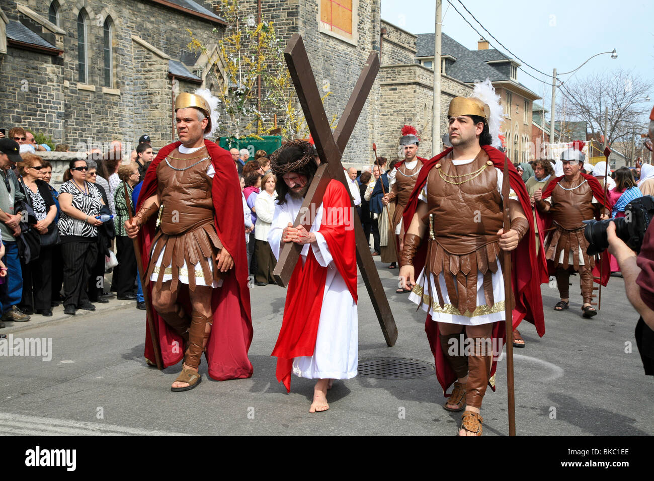 Jesus carries cross at Holy Easter or Good Friday Procession Parade ...