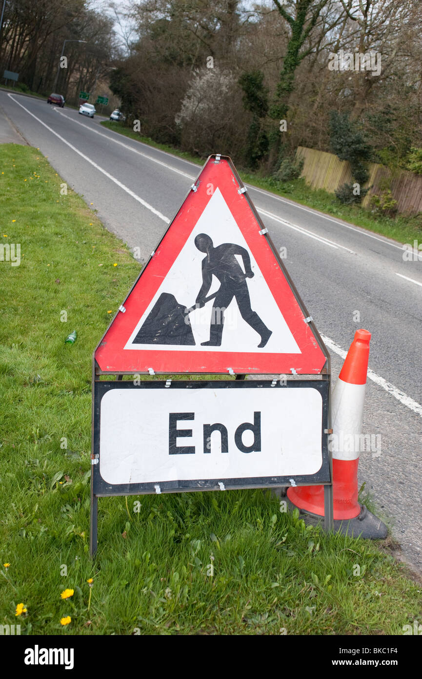 End of Roadworks Sign UK Stock Photo - Alamy