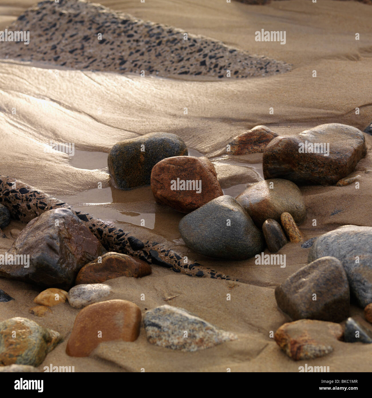 Wet Rocks On Beach, Sag Harbor, New York, Usa Stock Photo - Alamy