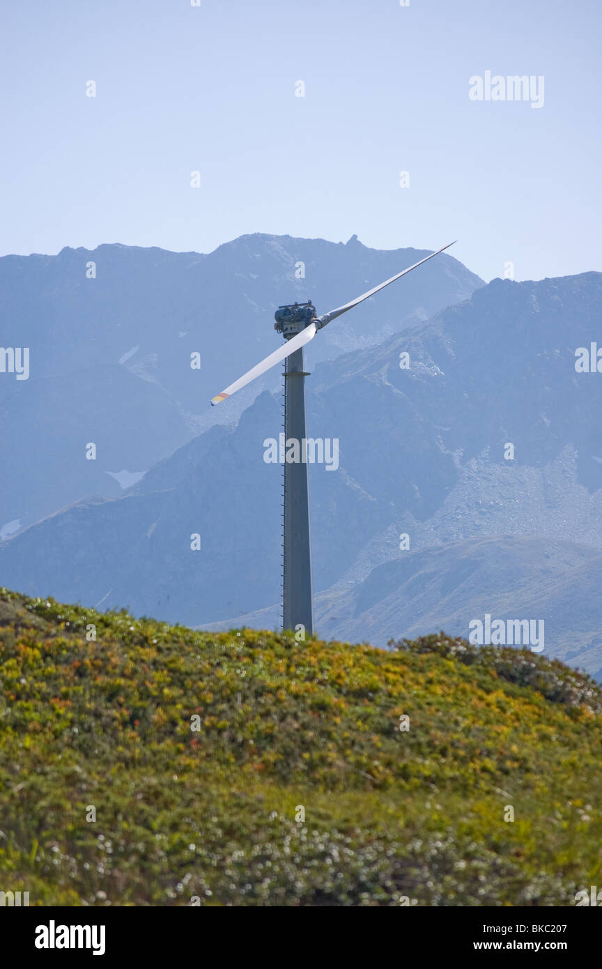 An high mountain wind turbine to supply energy to a remote area Stock ...