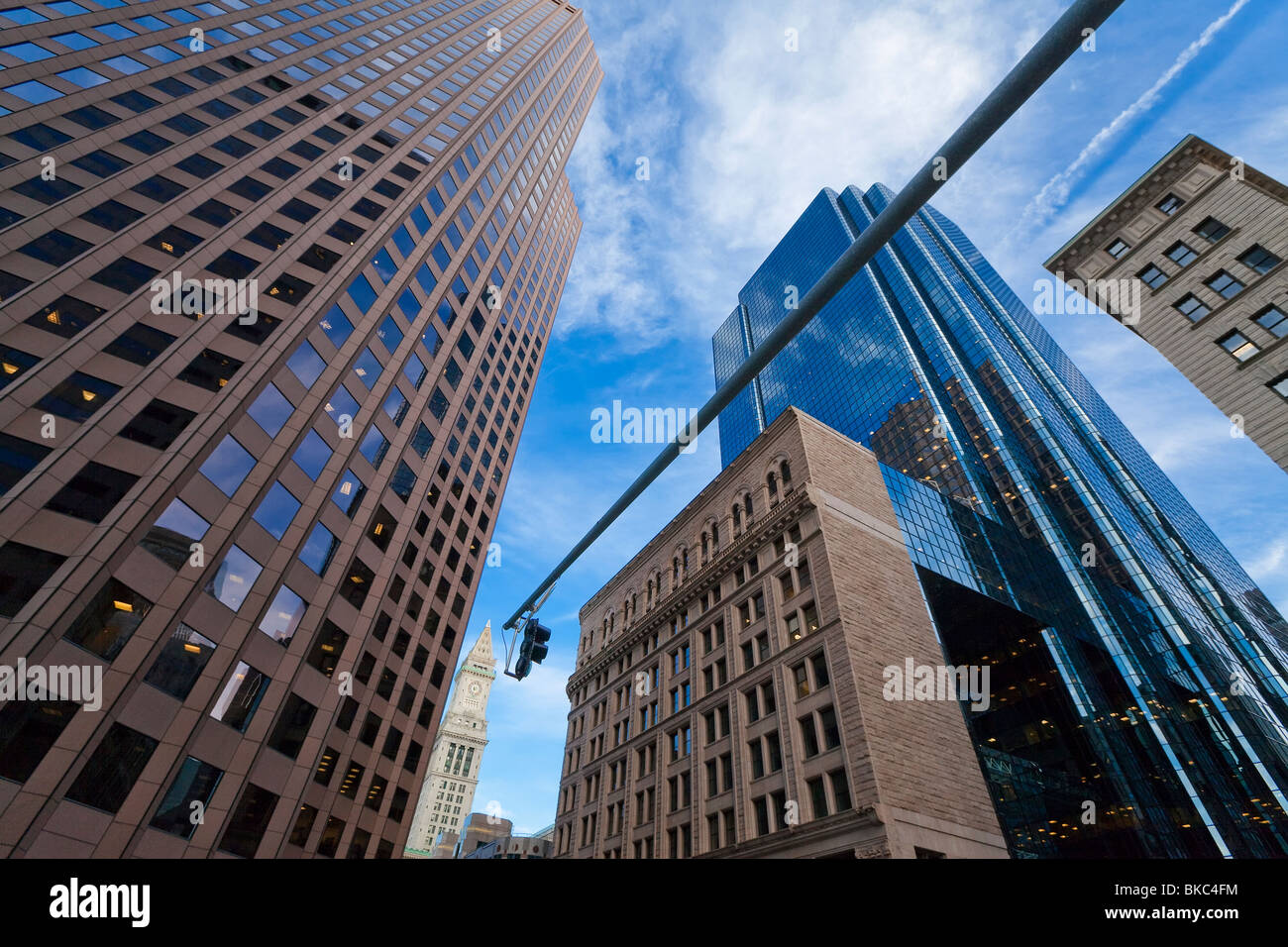 USA, Massachusetts, Boston, Downtown Financial District - low angle ...