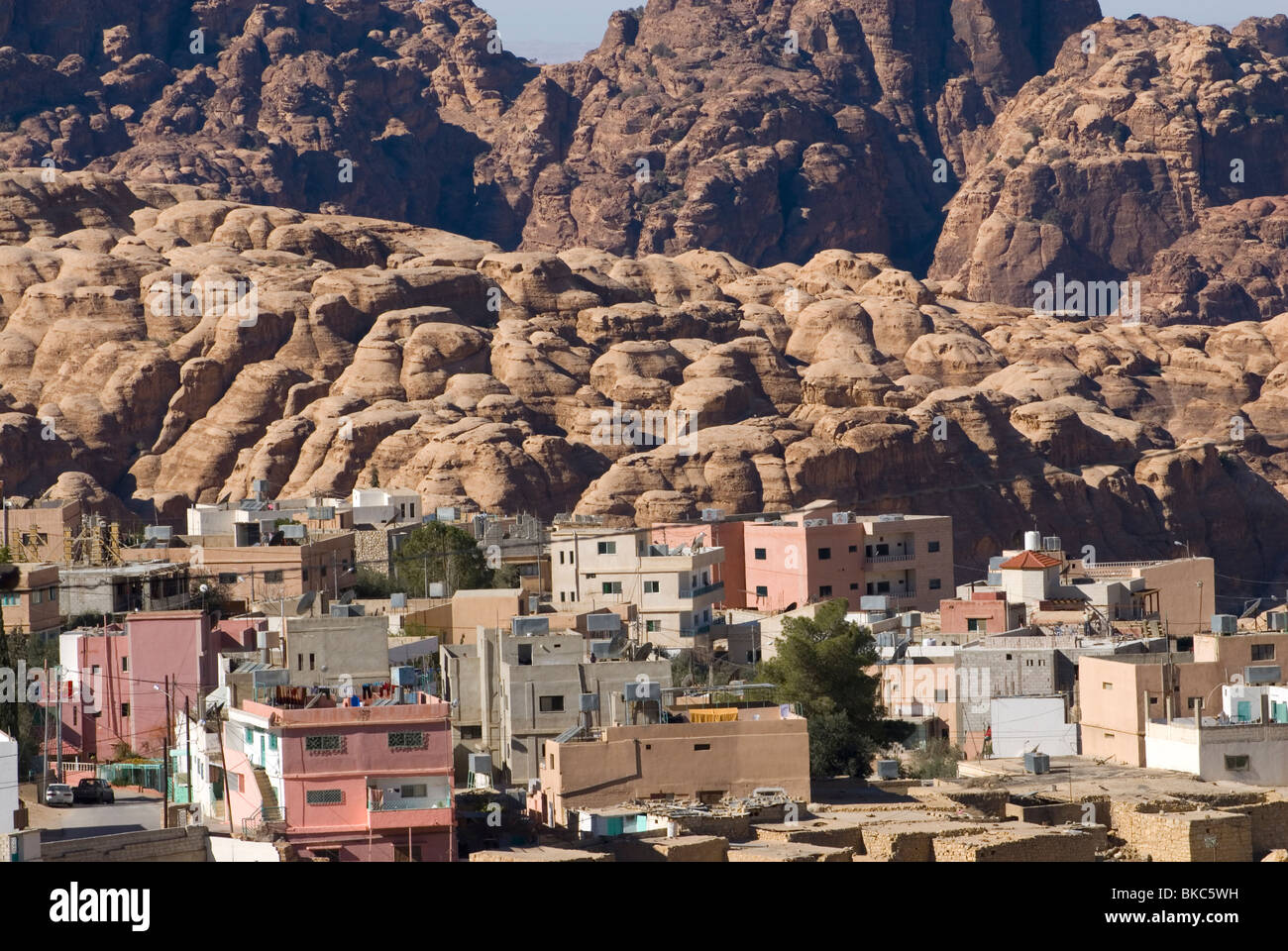 The village of Wadi Musa, close to the archaeological site of Petra ...