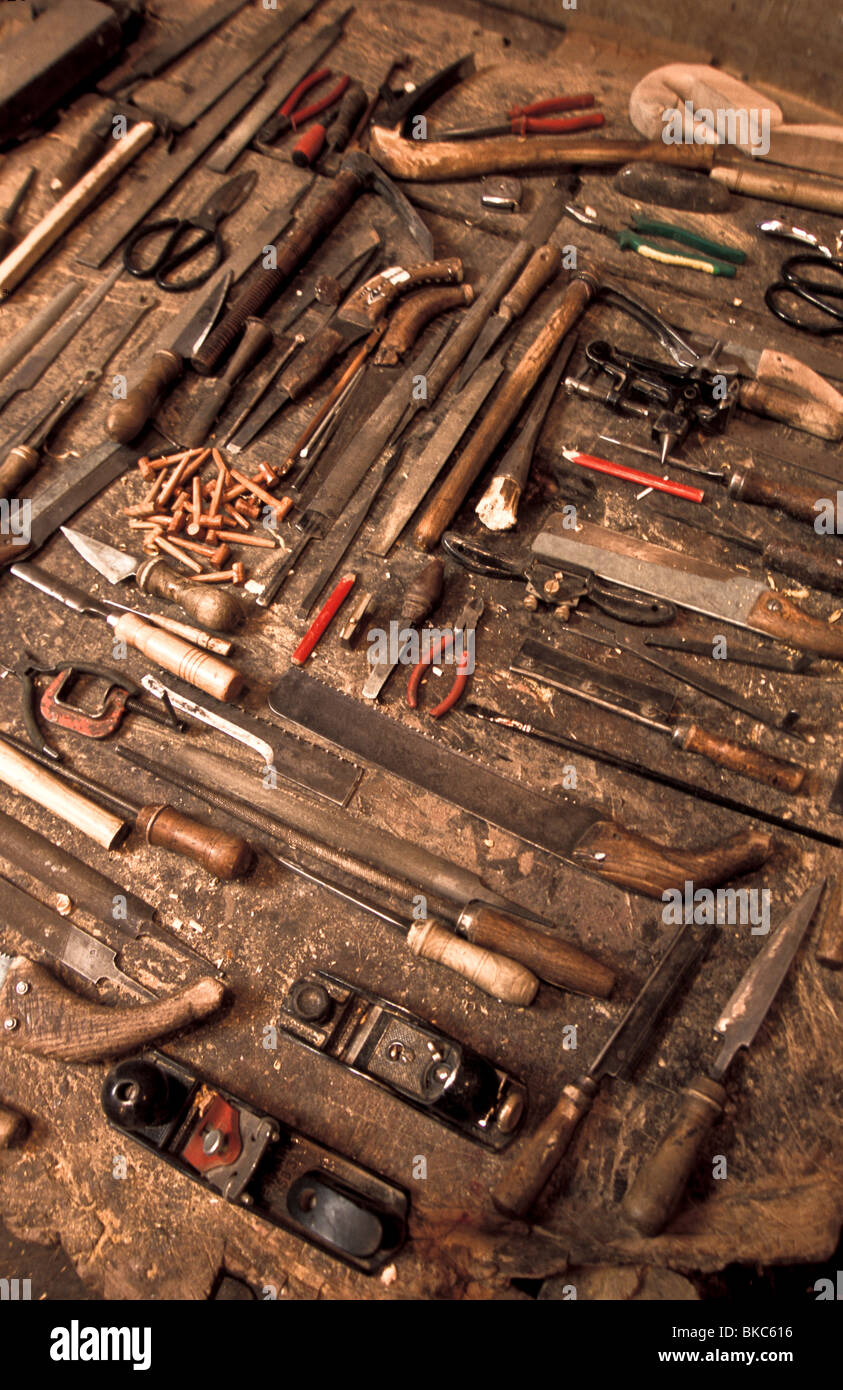Detail of the wide variety of tools used to make traditional Uighur and ...