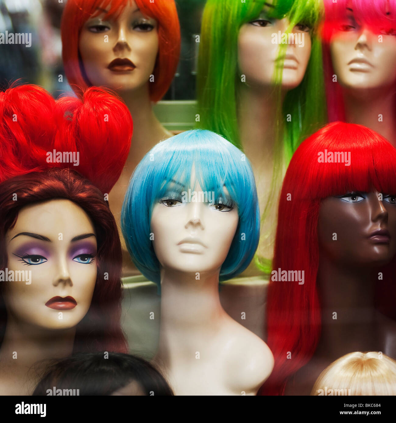Wigs on mannequin heads hi-res stock photography and images - Alamy