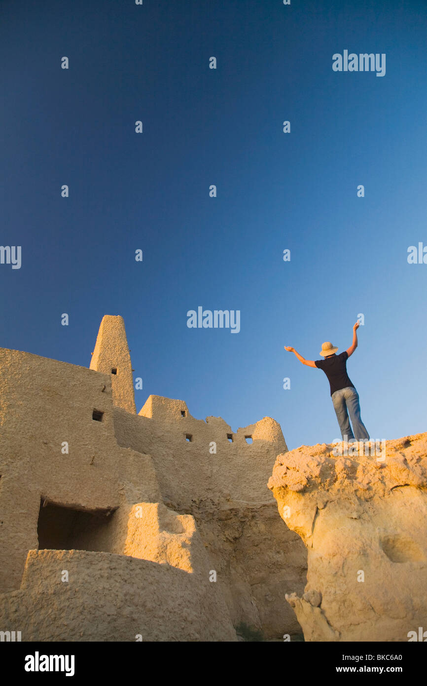 Woman Tourist At The Temple Of The Oracle (Temple Of Amun) At The Siwa ...