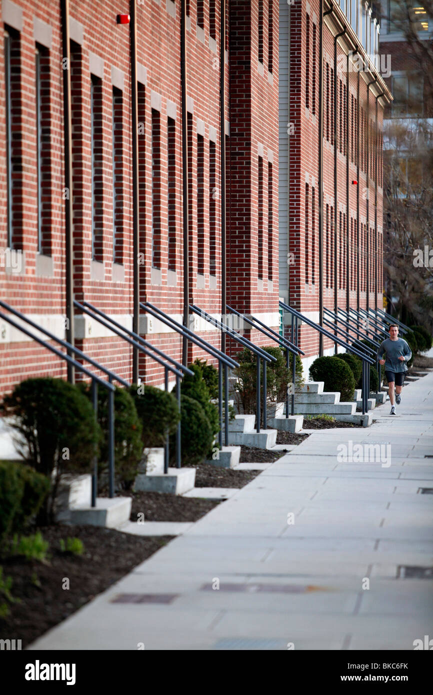 Row houses, jogger, Boston, Massachusetts Stock Photo - Alamy