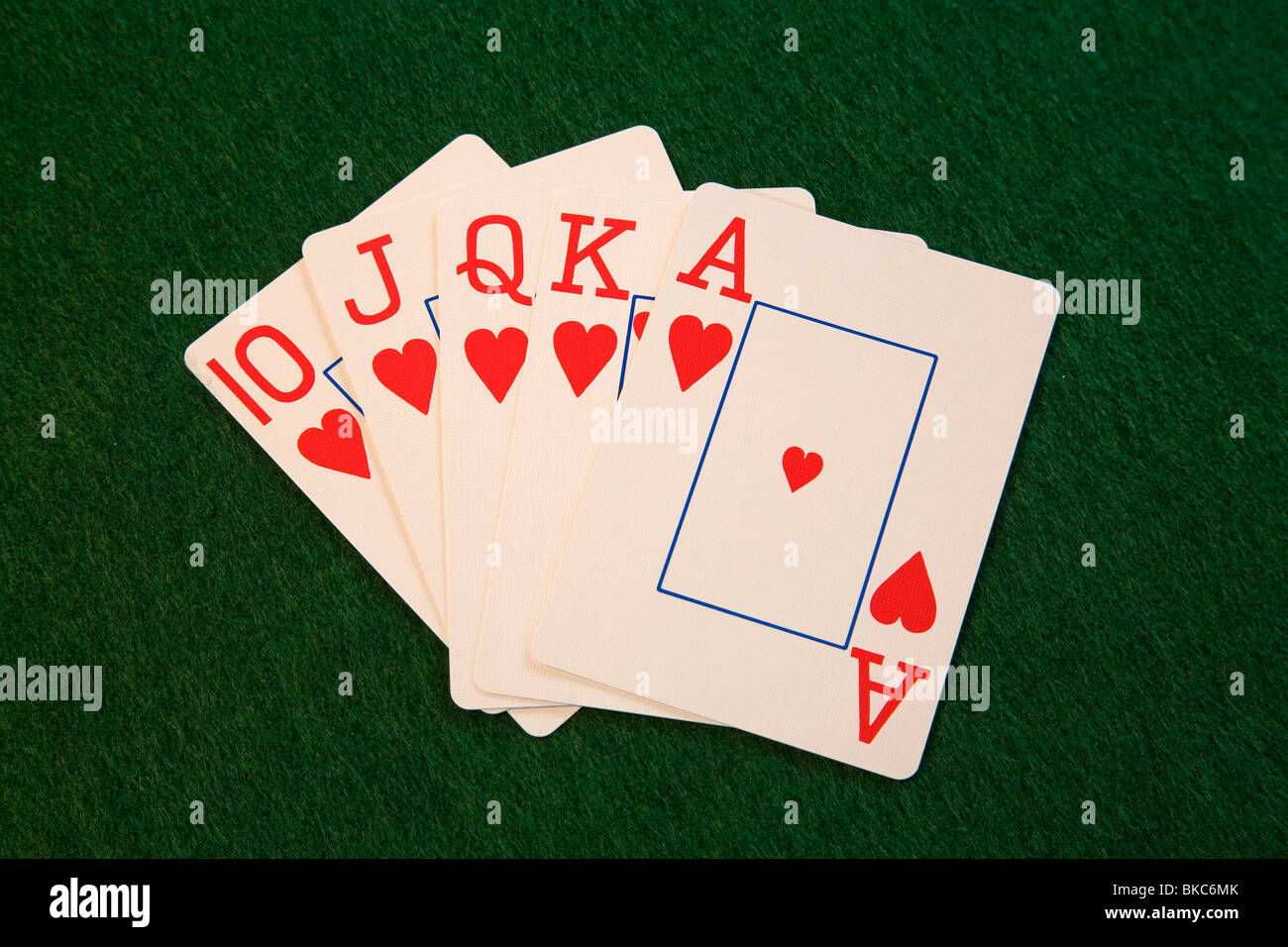 A Royal Flush Poker Hand In Five Card Draw Or Stud Poker Stock Photo A Royal Flush Poker Hand In Five Card Draw Or Stud Poker Stock Photo
