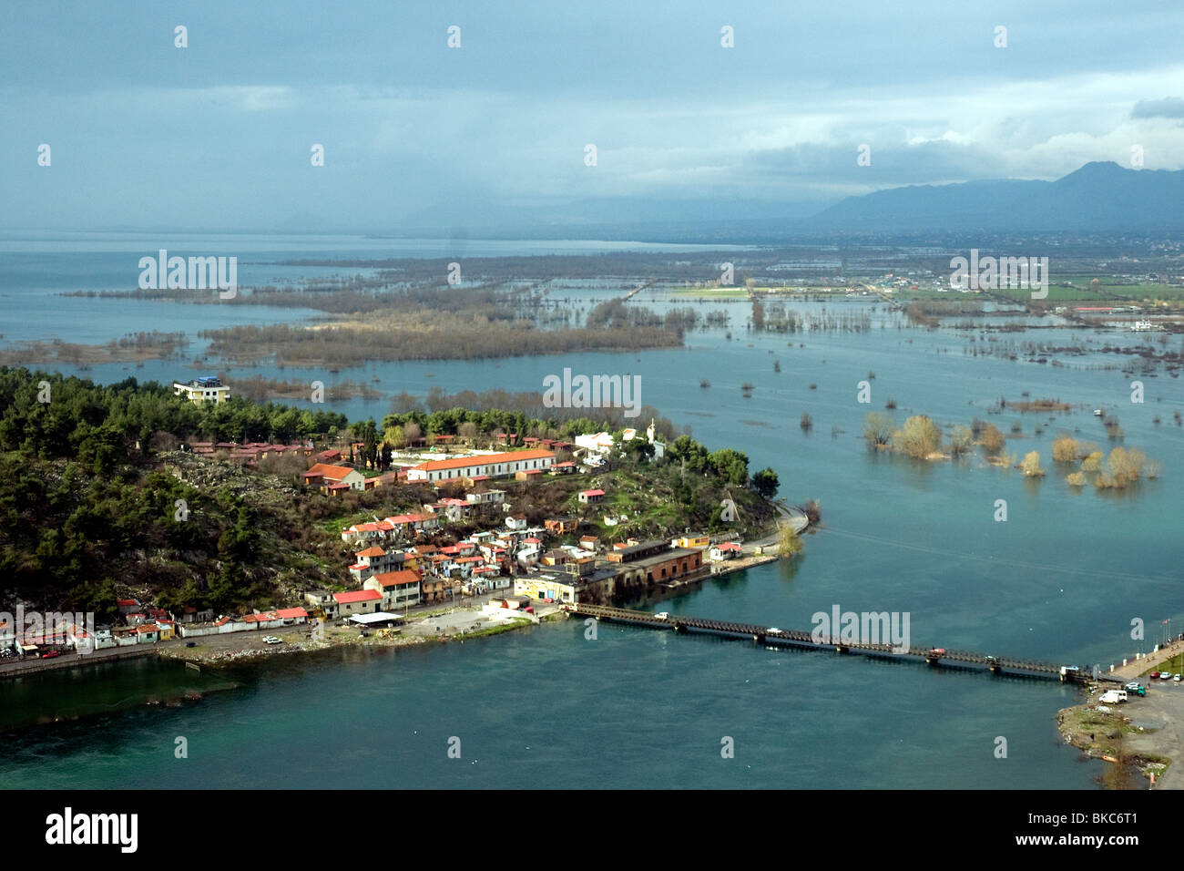 Lake Shkodra in Albania viewed from Shkodra city's ancient Rozafa ...