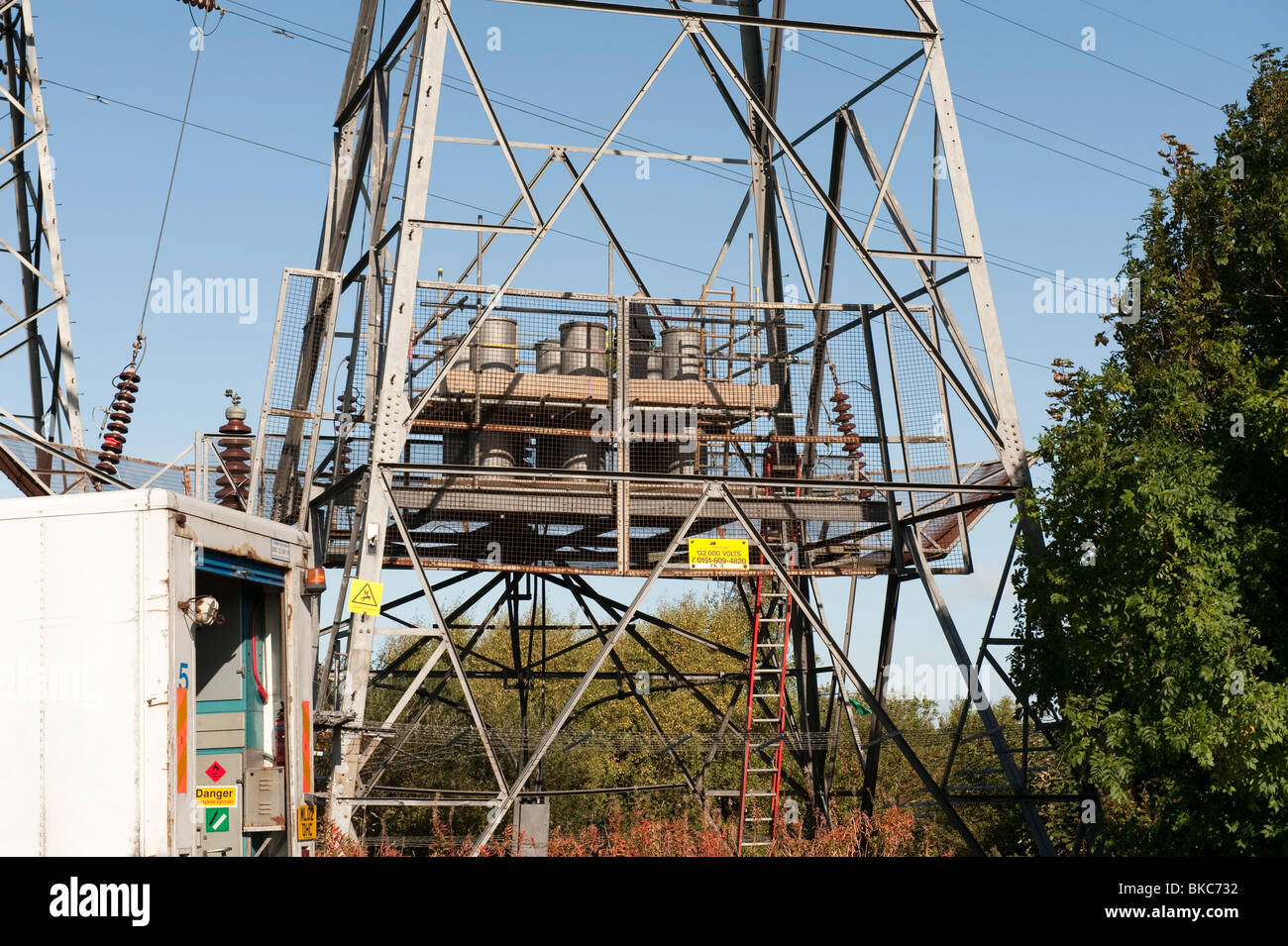 Electricity Pylon and Transformers / Pots Stock Photo - Alamy