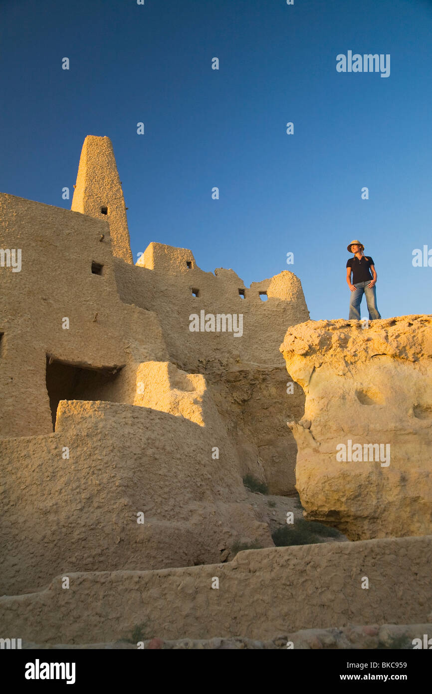 Woman Tourist At The Temple Of The Oracle (Temple Of Amun) At The Siwa ...