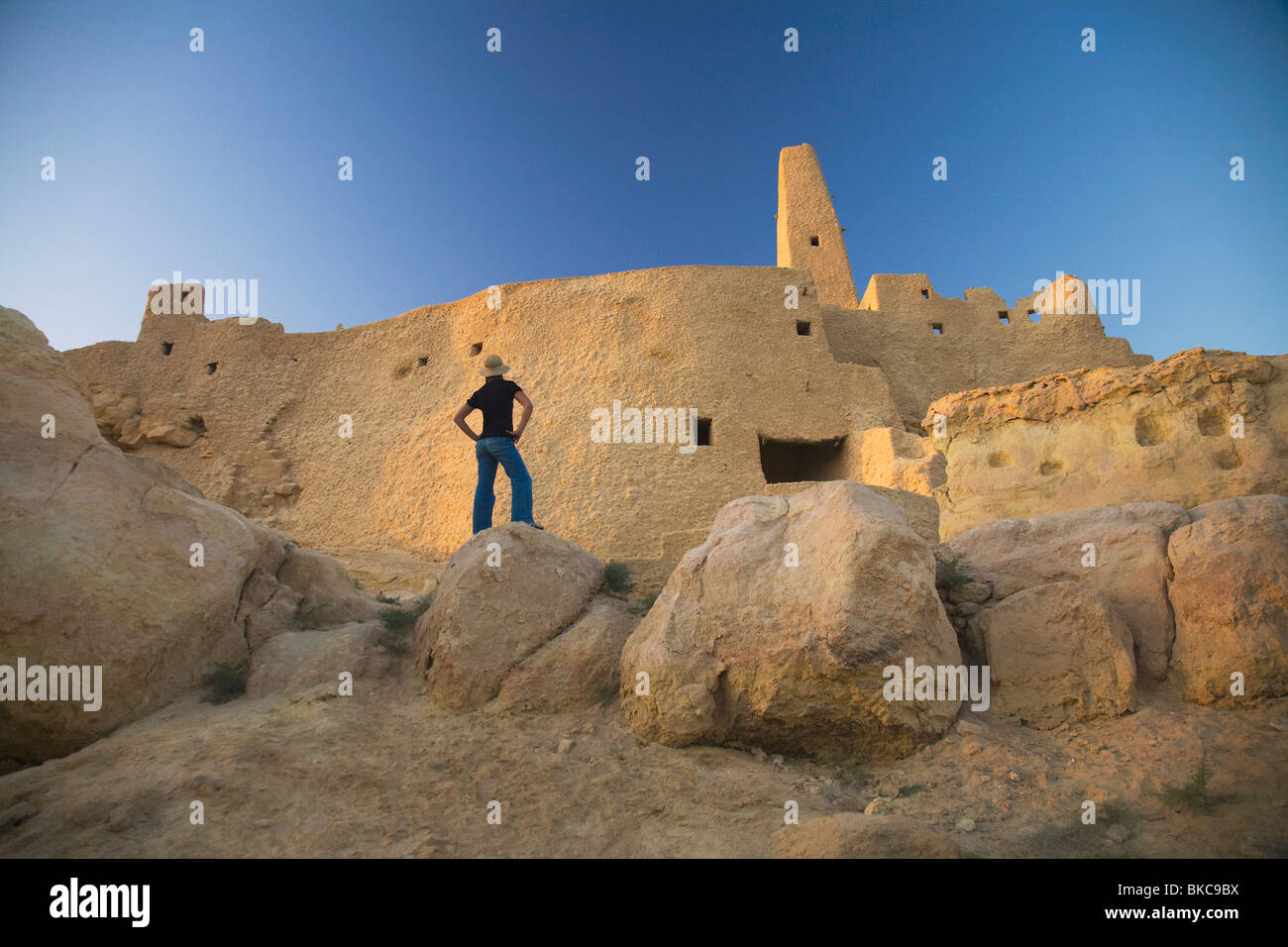 Woman Tourist At The Temple Of The Oracle (Temple Of Amun) At The Siwa ...