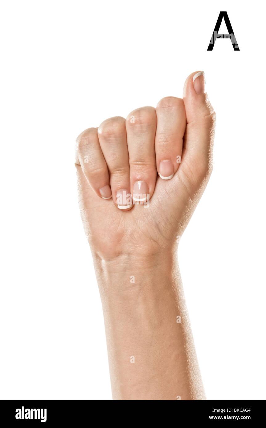 Finger Spelling the Alphabet in American Sign Language (ASL Stock Photo ...
