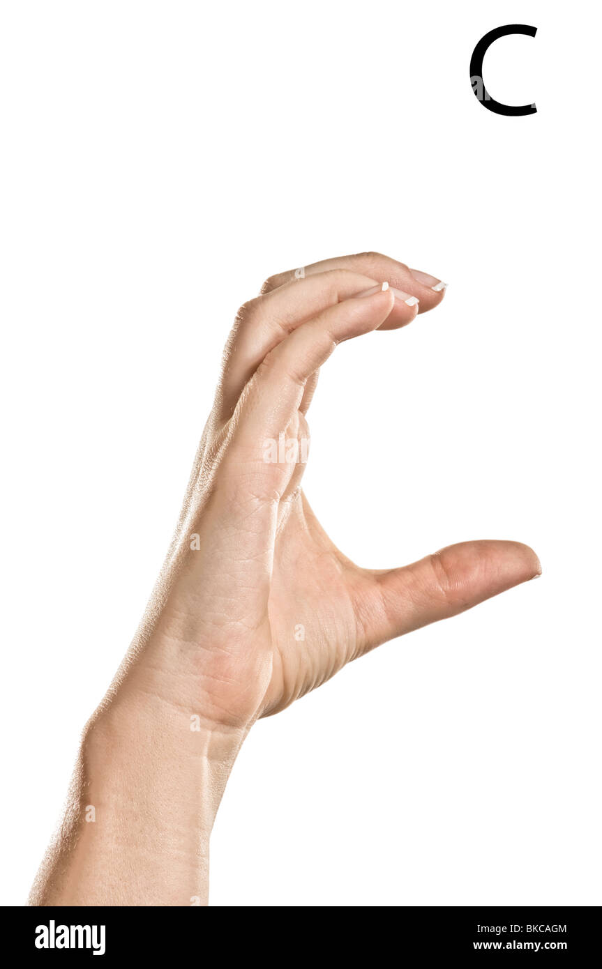 Finger Spelling the Alphabet in American Sign Language (ASL Stock Photo ...