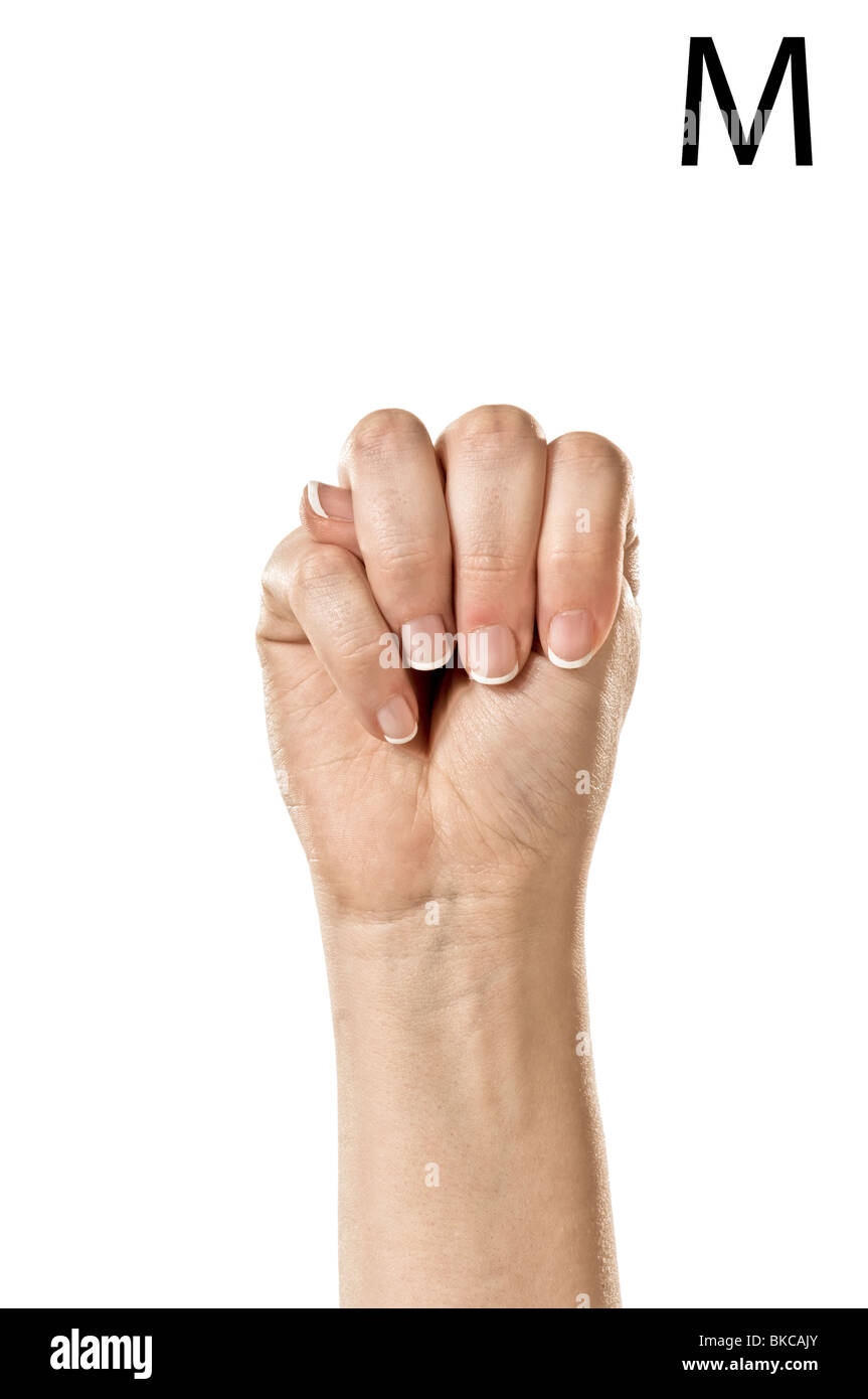 Female hands finger spelling the ASL alphabet Stock Photo - Alamy