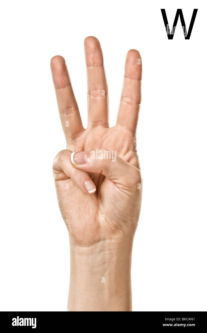 Female hands finger spelling the ASL alphabet Stock Photo - Alamy