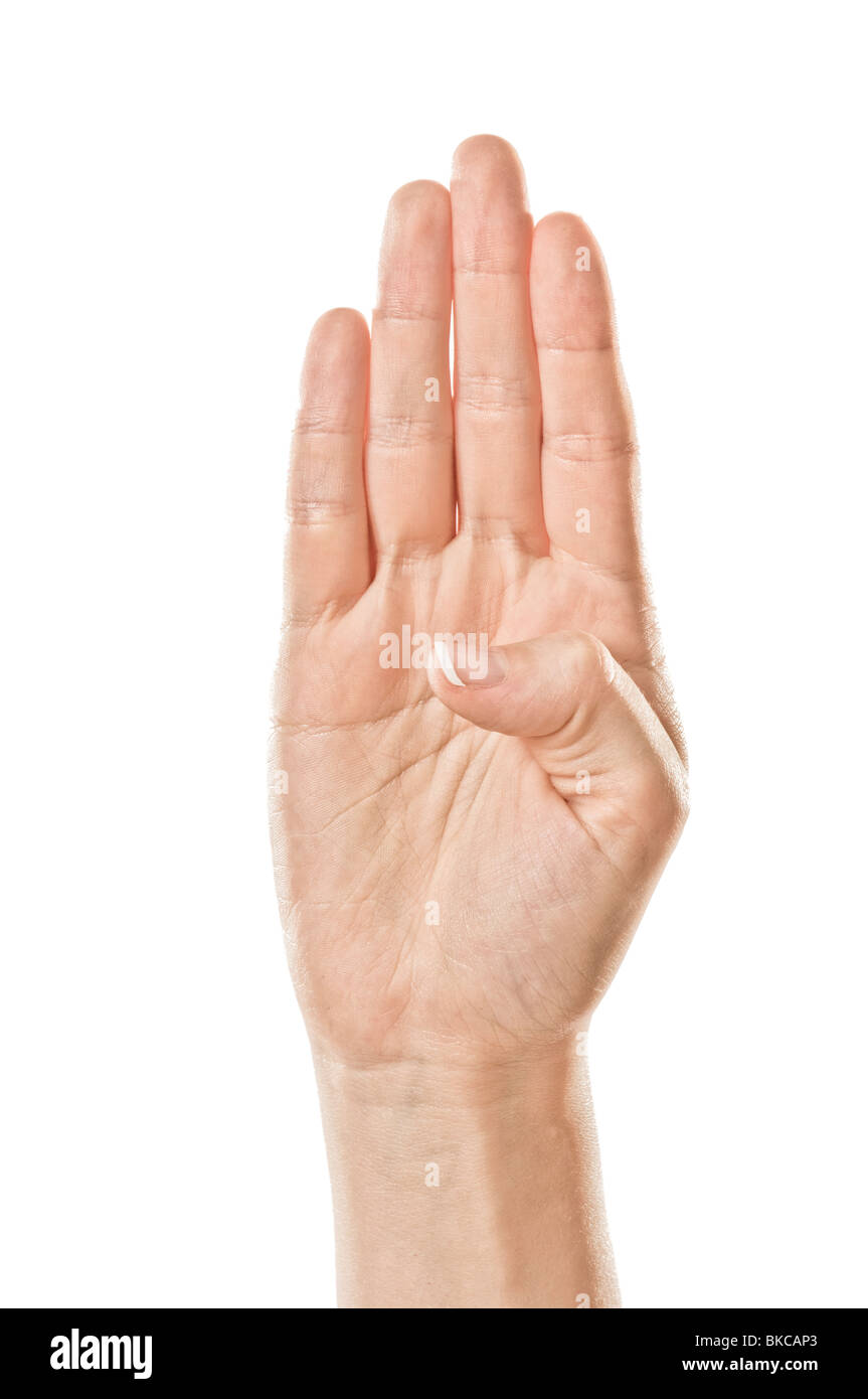 Female hands finger spelling the ASL alphabet Stock Photo - Alamy