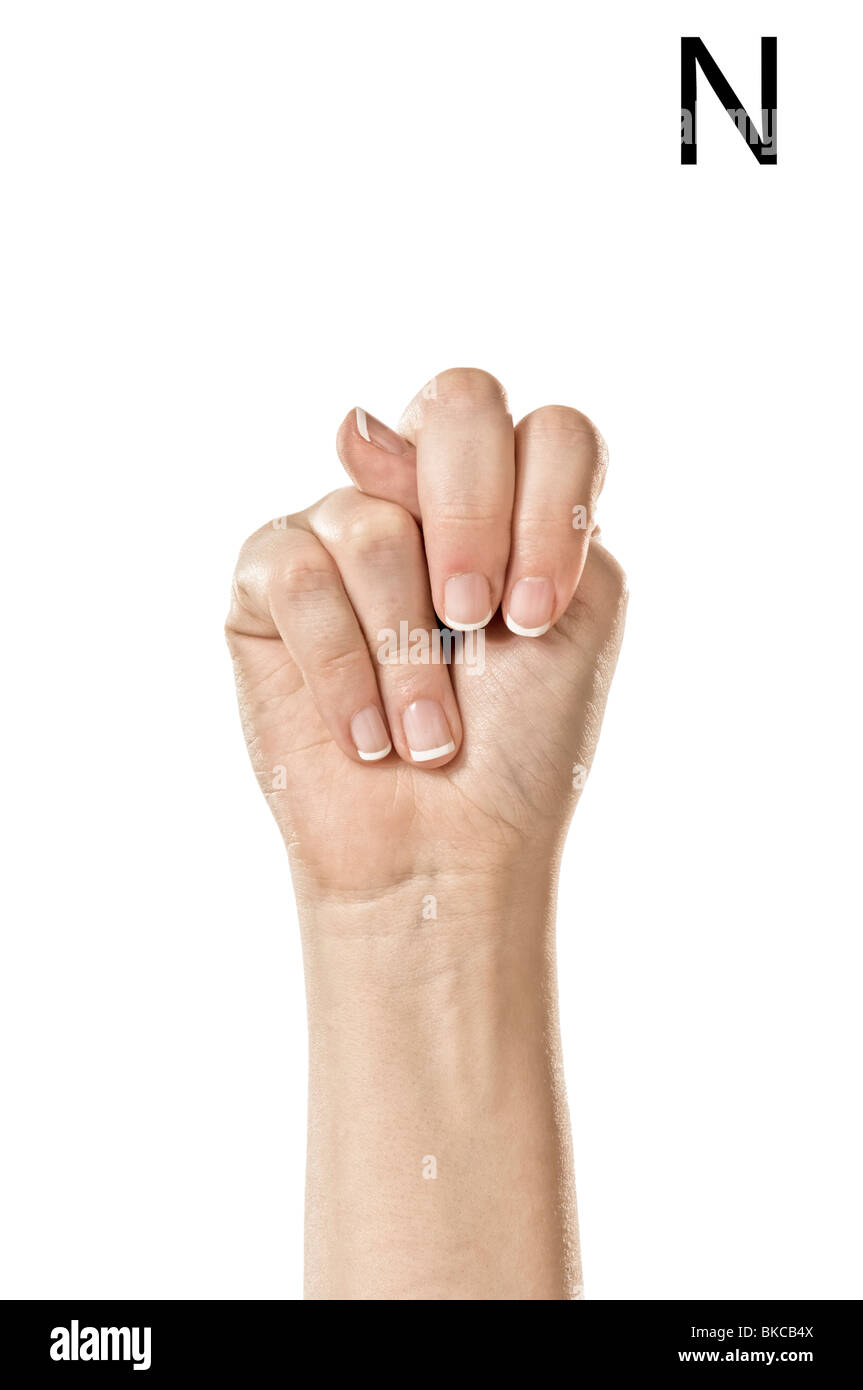 Female hands finger spelling the ASL alphabet Stock Photo - Alamy