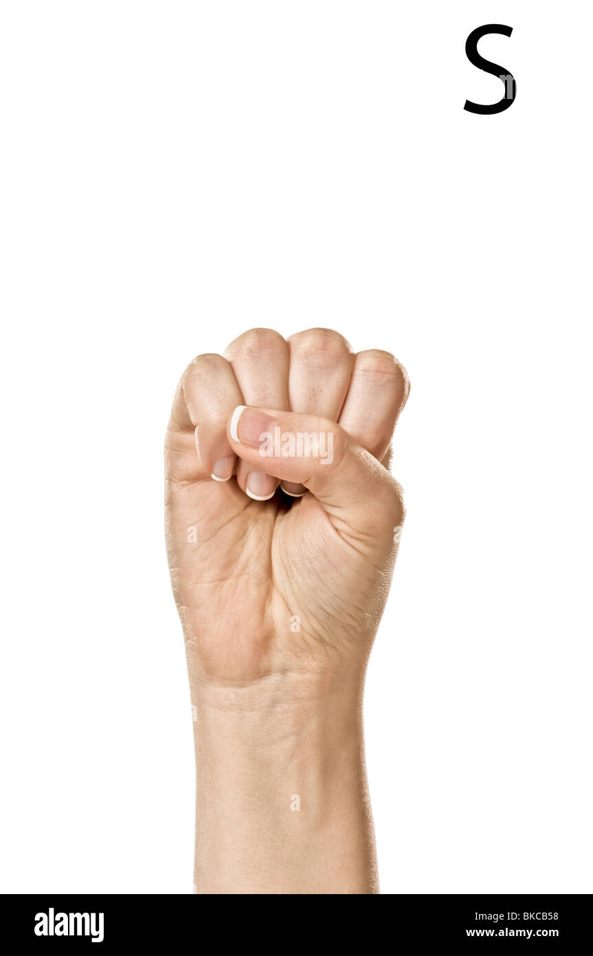 Female hands finger spelling the ASL alphabet Stock Photo - Alamy