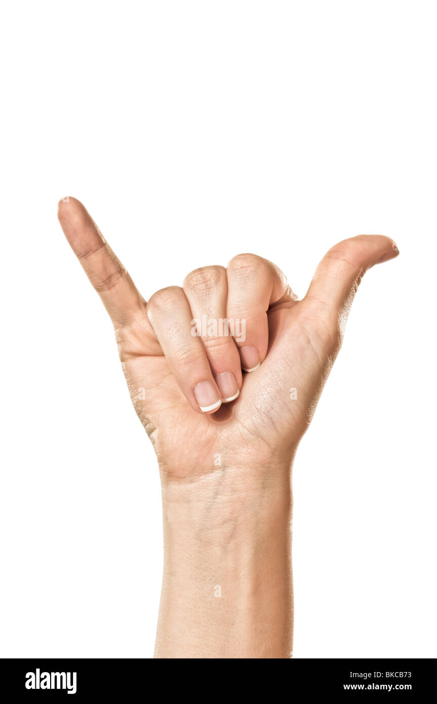 Female hands finger spelling the ASL alphabet Stock Photo - Alamy