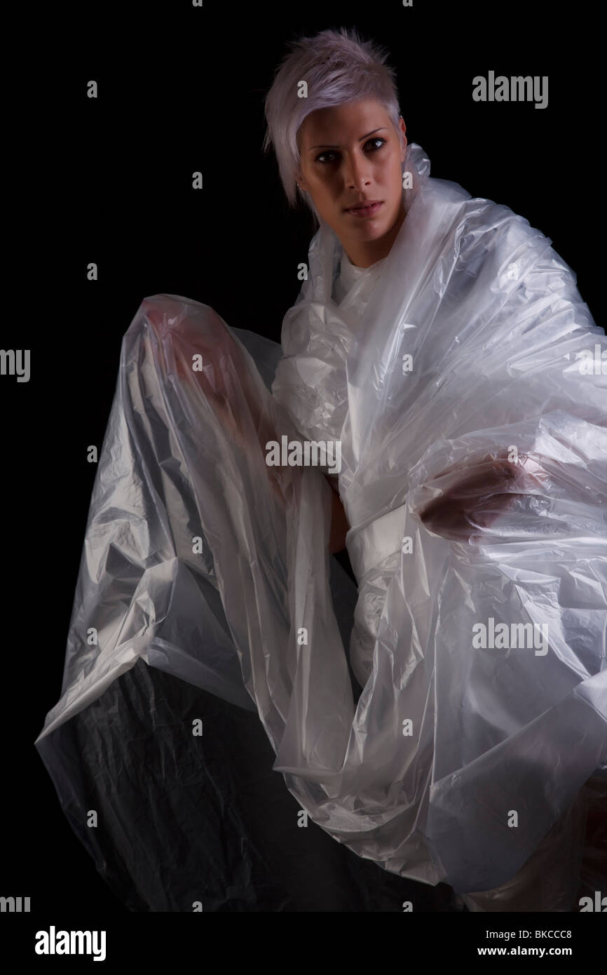 woman with plastic dress Stock Photo - Alamy