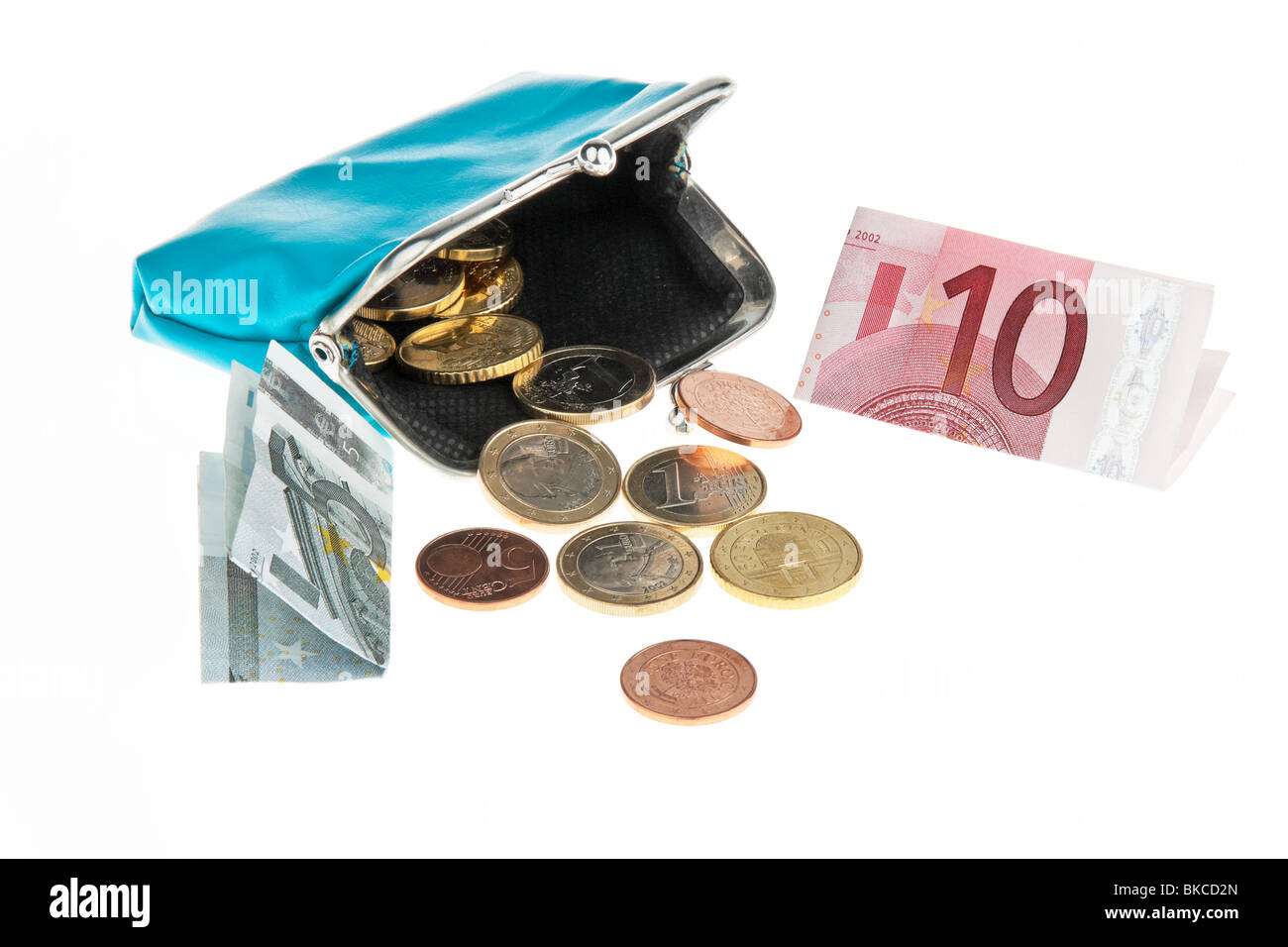 A purse with euro notes and coins Stock Photo - Alamy