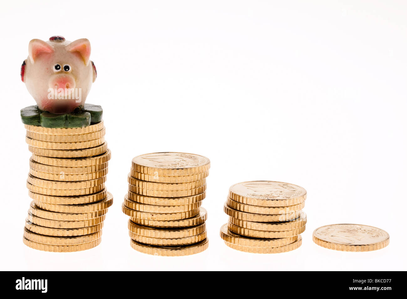 Coin Stack of euro coins with a Moneybox Stock Photo - Alamy