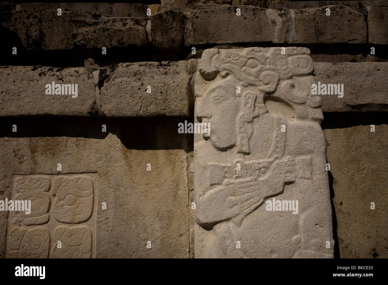 A stela with the image of a prisoner stands in the patio at The Palace ...