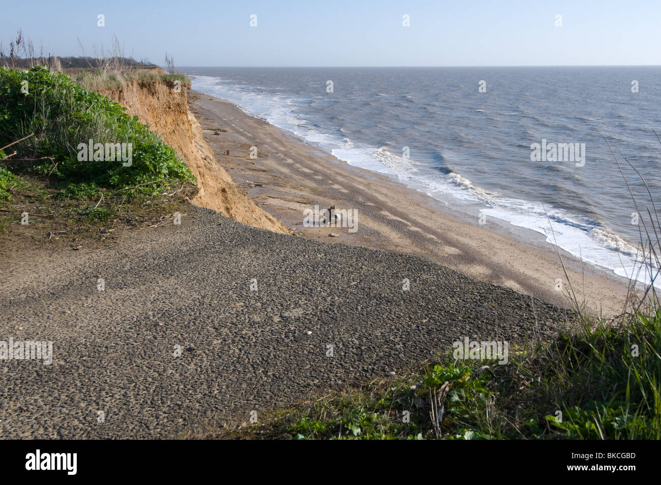 Coastal erosion end of the road at covehithe hi-res stock photography ...