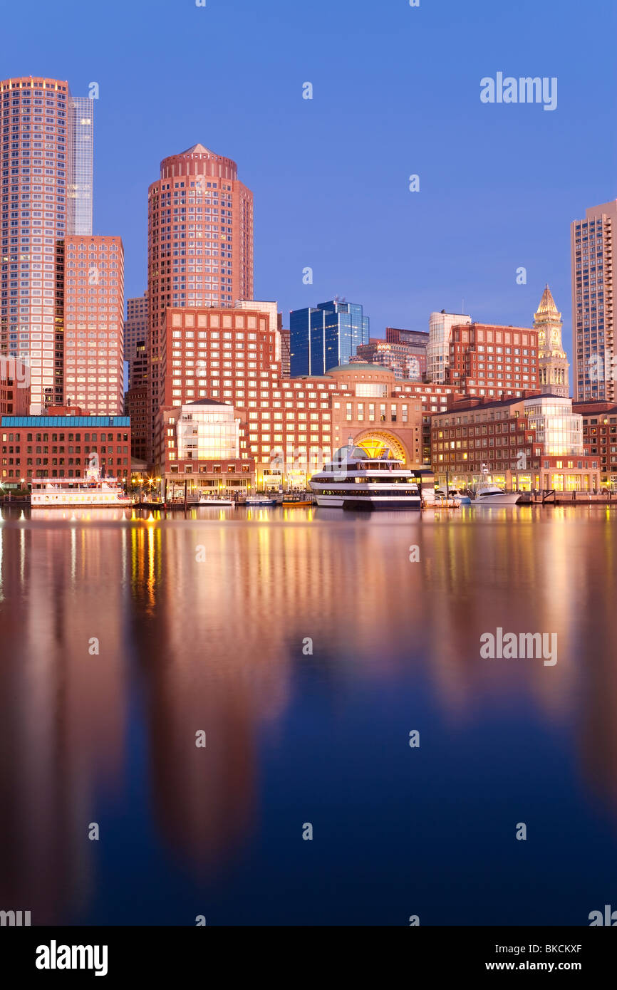USA, Massachusetts, Boston, skyline and inner harbour including Rowes ...