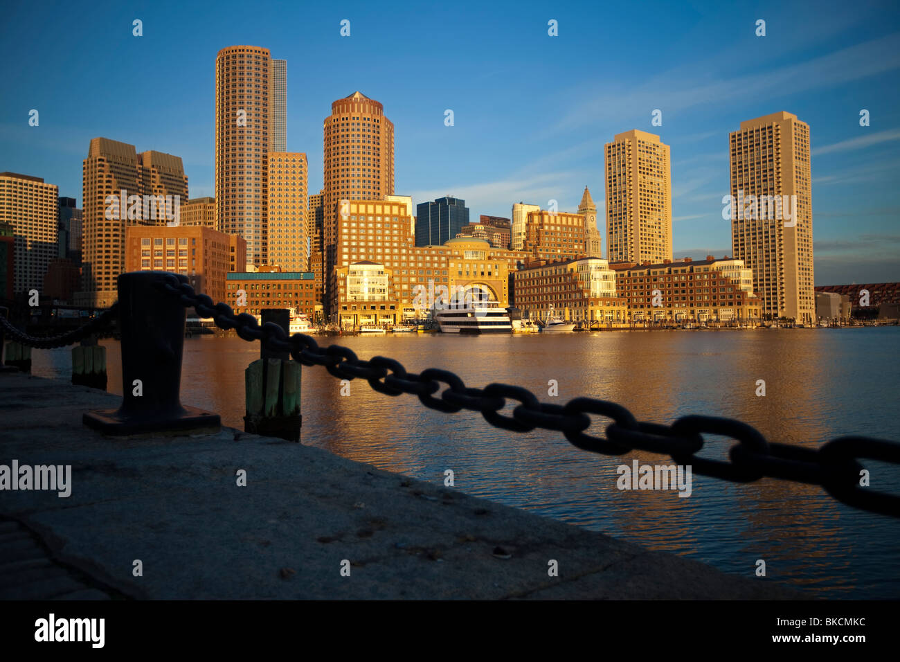 USA, Massachusetts, Boston, skyline and inner harbour including Rowes ...